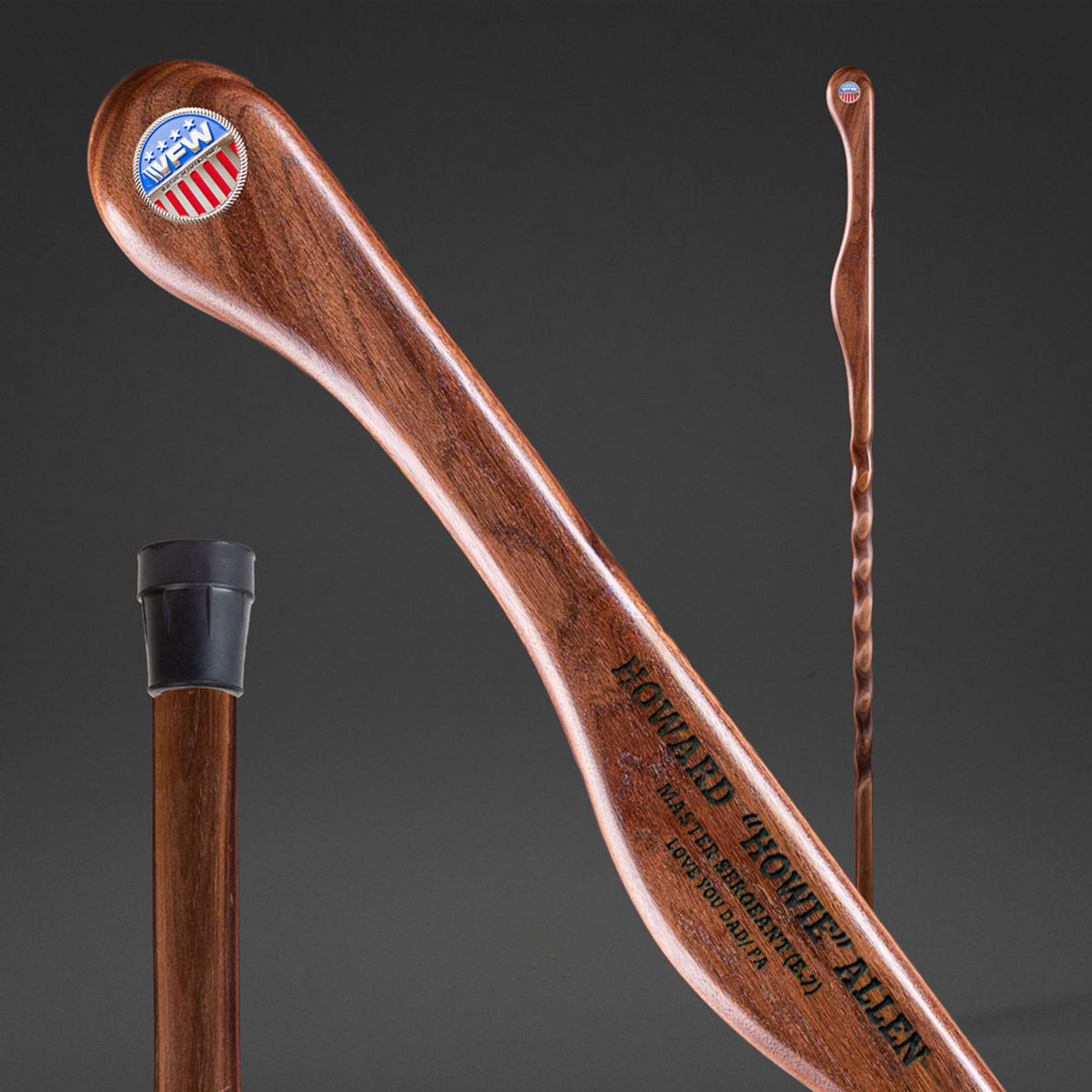 Personalized Handcrafted Veterans Walking Stick – Brazos Walking Sticks